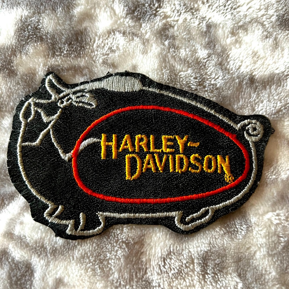 Vintage Harley Davidson Embroidered Hog Patch - Gem